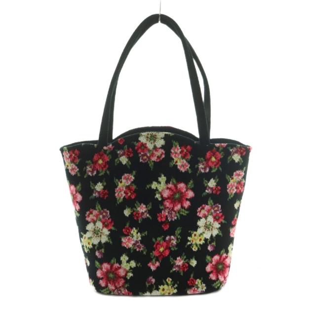 【中古】フェイラー FEILER マイディアリー トートバッグ 花柄 黒 ブラック マルチカラー /MI ■OS レディース