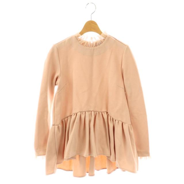 【中古】ツル バイ マリコオイカワ Queenie レース襟 ペプラムカットソー F ピンクベージュ /ES ■OS レディース