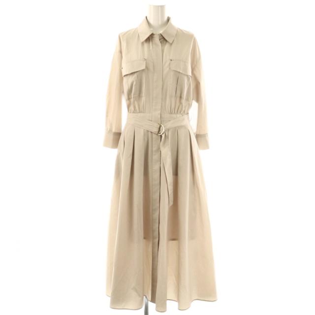【中古】ジャスグリッティー JUSGLITTY 25SS ワークシャツワンピース 長袖 ロング 1 ライトベージュ
