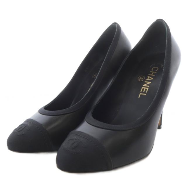 【中古】シャネル CHANEL パンプス ピンヒール ココマーク レザー 36.5C ブラック /YO30 レディース