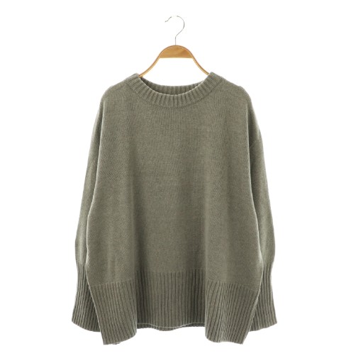 【中古】未使用品 スピック&スパン 24AW バルキーヤーンロングリブプルオーバー ニット セーター グレー /DO ■OS