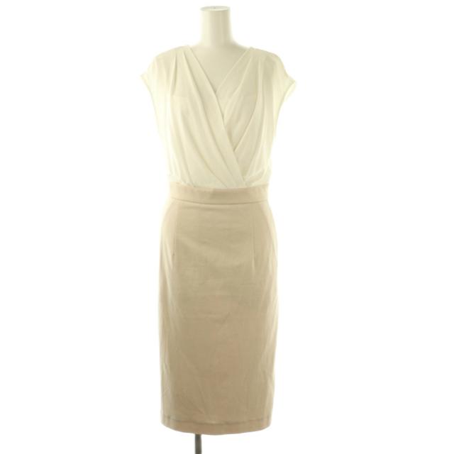 【中古】ピンキー&ダイアン ピンダイ PINKY&DIANNE カシュクールコンビワンピース 36 ホワイト ライトベージュ /ES