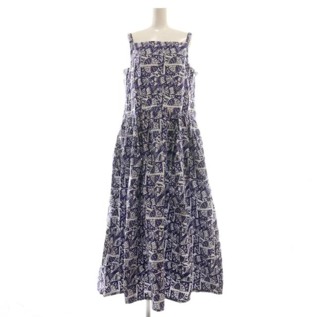 【中古】マーラカランコエン mala KALANCHOE POPLIN DRESS ワンピース ノースリーブ ロング コットン 白 紫 黒