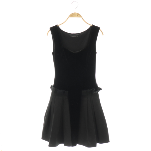【中古】ベロアノワール バイ フォクシー ニューヨーク 切り替え ワンピース 膝丈 ノースリーブ 38 ブラック 26701