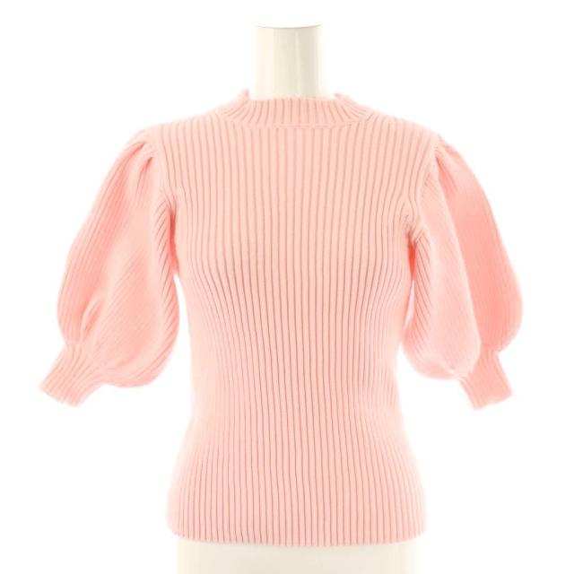 【中古】セブンテンバイミホカワヒト ボリュームスリーブニット セーター プルオーバー S ピンク リブ モックネック