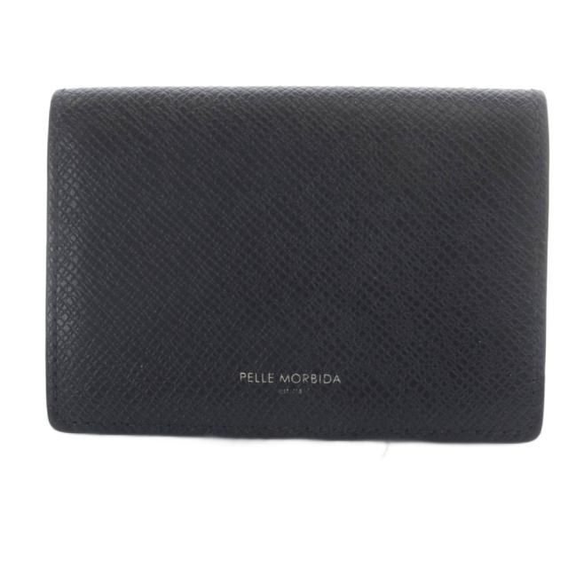 【中古】ペッレモルビダ PELLE MORBIDA BA319コンパクトウォレット 財布 三つ折り レザー ブラック /YO29 ■AD メンズ