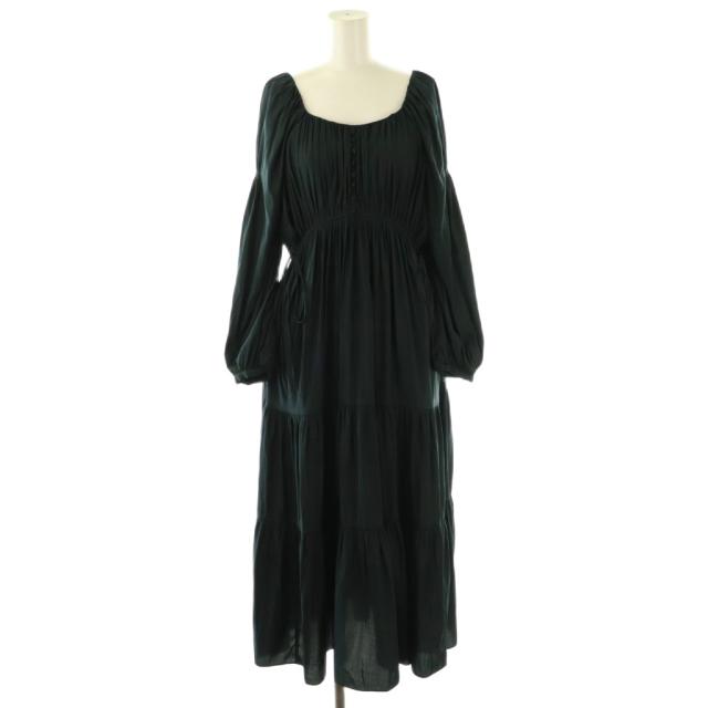 【中古】ハーリップトゥ Herlipto Side Bow Satin Long Dressワンピース 長袖 ロング S 深緑 /NR ■OS レディース