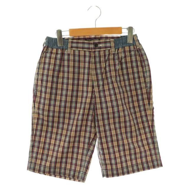 【中古】コムデギャルソンオム HK-P036 AD2012 チェック ハーフパンツ ショートパンツ S グレージュ マルチカラー