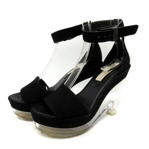 【中古】ステラマッカートニー STELLA McCARTNEY サンダル ストラップ スエード ハイヒール クリア 36 黒