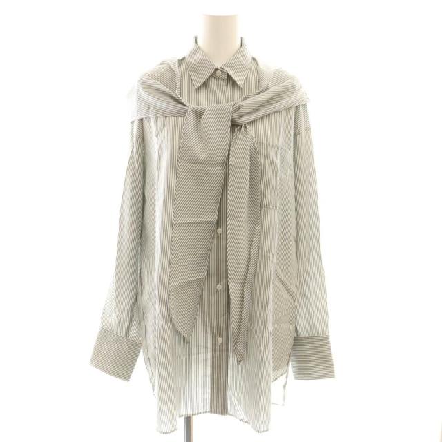 【中古】オーディナリージョイ ORDINARY JOY 23AW REDA Stripe Shirt ストライプシャツ ダークネイビー ホワイト