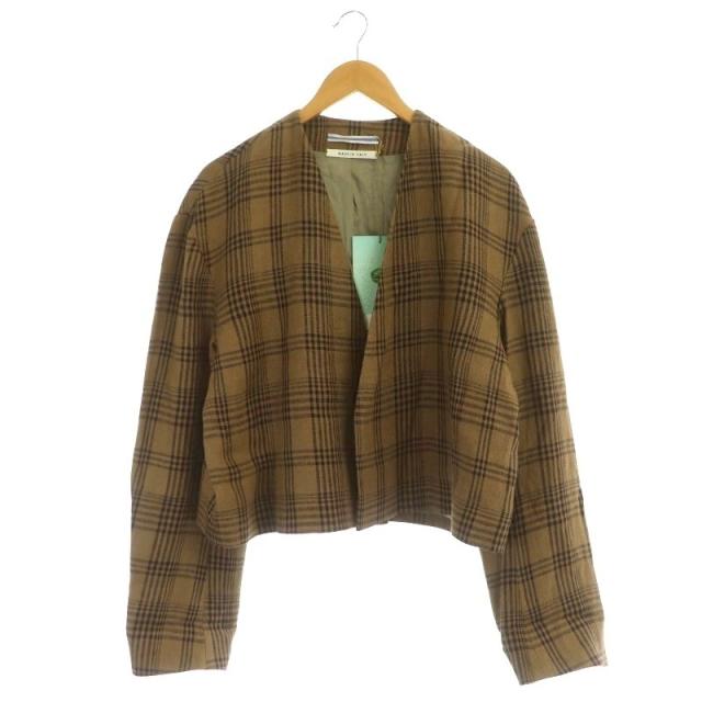 【中古】クリスタセヤ 23SS LINEN COLLARLESS CROPPED JACKET リネン カラーレス クロップド ジャケット ジャケット S