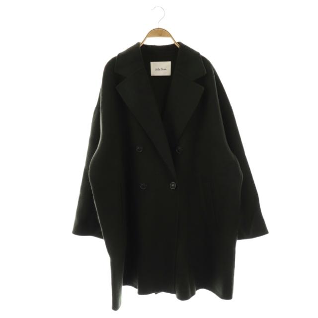 【中古】ミラオーウェン Mila Owen 24AW ワイドシルエットダブルブレストコート ロング F ブラック /HK ■OS