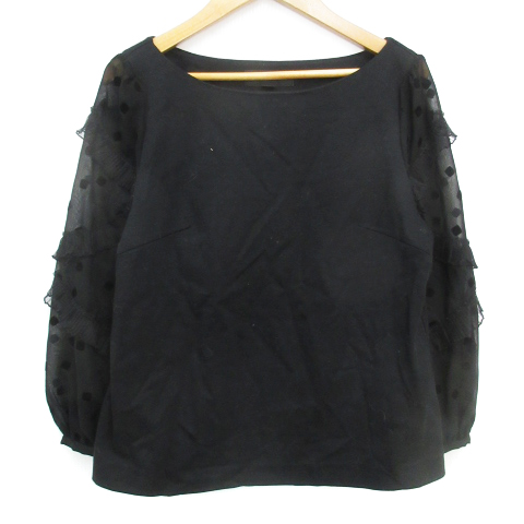 【中古】ジルスチュアート カットソー 長袖 ラウンドネック 切替 シースルー ドット柄 水玉柄 FR 黒 /FF54 レディースの通販はau ...