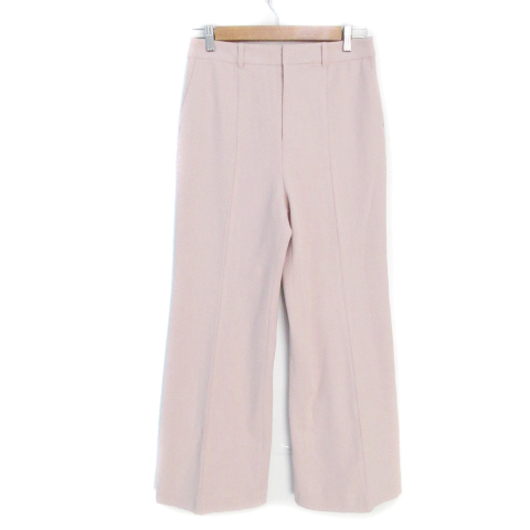 【中古】未使用品 クードシャンス センタープレスパンツ フレアパンツ ロング 無地 40 L ピンクベージュ レディース