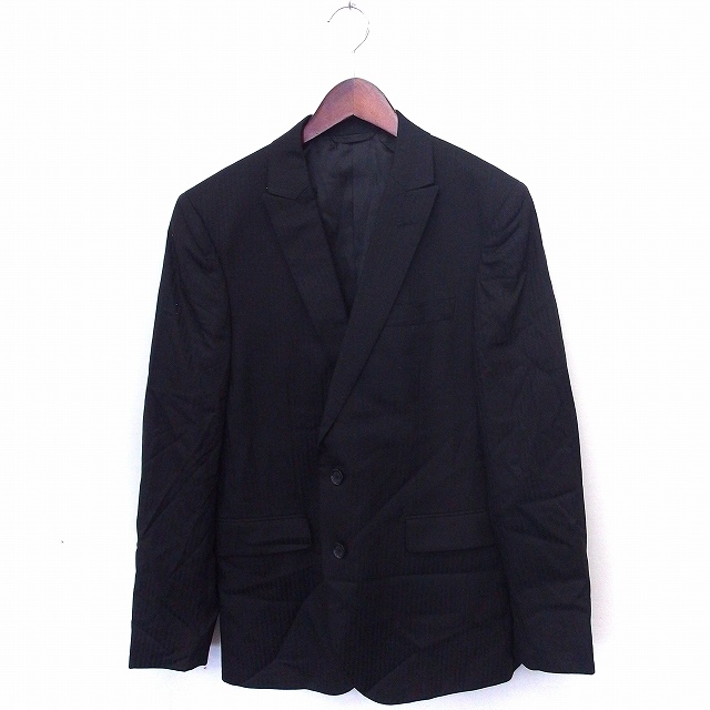 【中古】NEW GENERATION ジャケット アウター ストライプ テーラード 長袖 ウール 175 ブラック 黒 /FT46 メンズの ...