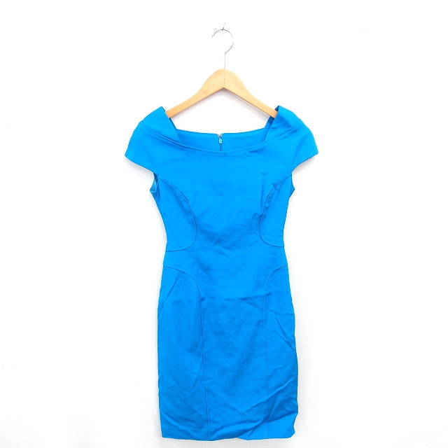 【中古】未使用品 リース REISS タグ付き ワンピース タイト ロング フレンチスリーブ 半袖 UK6 ブルー 青 /TT