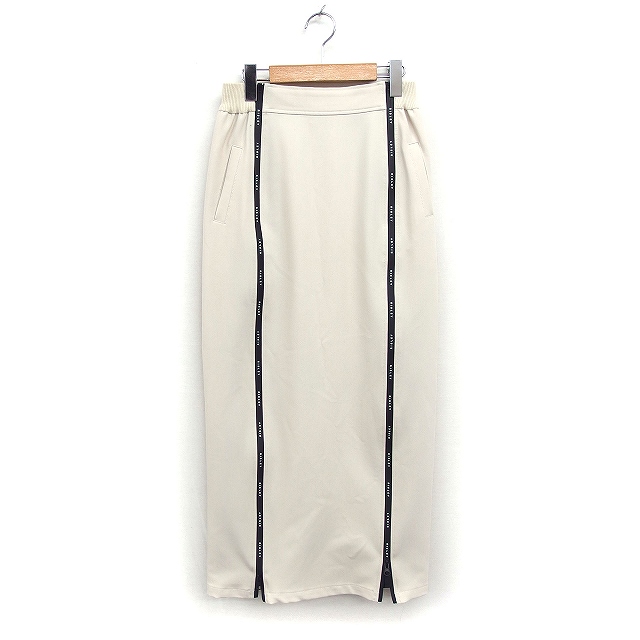 【中古】リズレー RISLEY ジップ ロング ナロースカート 38 オフホワイト 白 ブラック 黒 /FT32 レディース