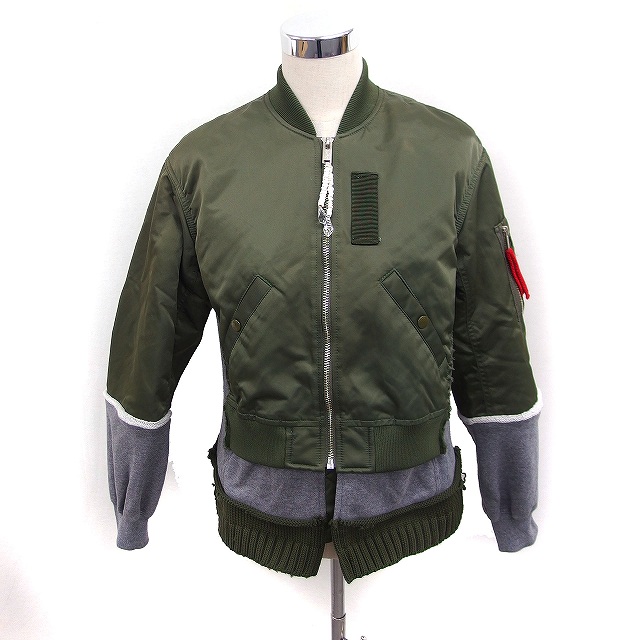 【中古】アンダーカバー UNDERCOVER JUN TAKAHASHI スウェット切替 裾KN リブ MA-1 中綿 ジャケット アウター 2