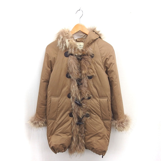 【中古】グレースコンチネンタル ダウン コート アウター ミドル ファー フード トグルボタン ジップアップ 36