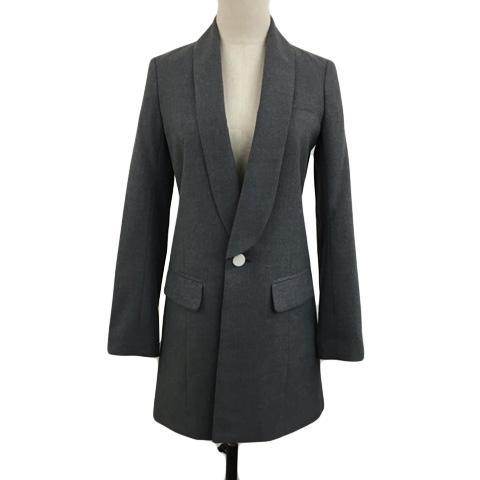 【中古】未使用品 ナイン NINE ジャケット ショールカラー シングル 無地 センターベント 長袖 F グレー レディース