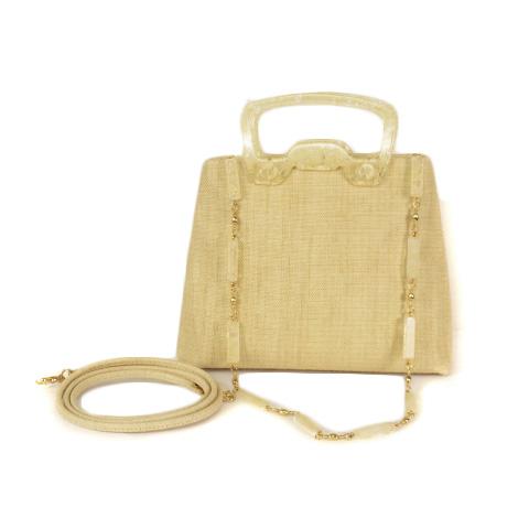 【中古】LANZETTI ランチェッティ ハンドバッグ ショルダー 2way 黄 イエロー レディース