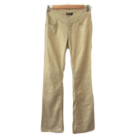 【中古】ヴェルサーチ ヴェルサーチェ VERSACE パンツ フレア 27 イタリア製 国内正規 ゴールド レディース