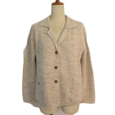 【中古】ジャンニロジュディチェ GIANNI LO GIUDICE ミックスループニットジャケット 42 ベージュ レディース
