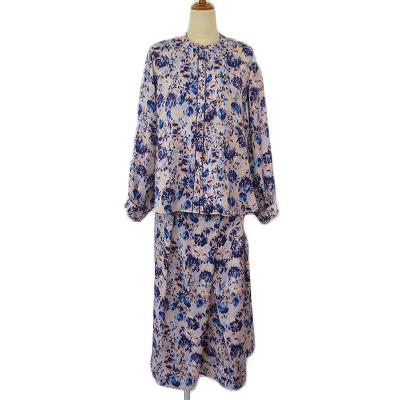 【中古】クリスチャンオジャール CHRISTIAN AUJARD フラワープリント セットアップ 11T 青 ブルーピンク レディース