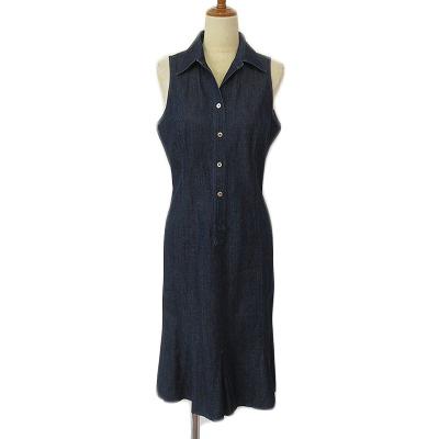 【中古】エポカ EPOCA ワンピース シャツワンピ デニム ノースリーブ 40 紺 ネイビー レディース