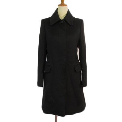 【中古】インディヴィ INDIVI コート ステンカラー ウール カシミヤ 38 黒 ブラック レディース