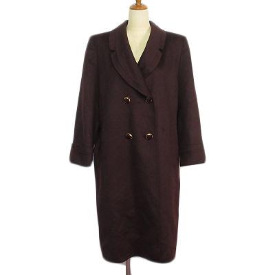 【中古】レリアン Leilian コート ダブル カシミヤ ウール 9 ボルドー レディース