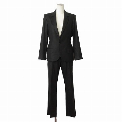 【中古】バジーレ BASILE 28 パンツスーツ セットアップ ジャケット ウール 40 ブラック 黒 レディース