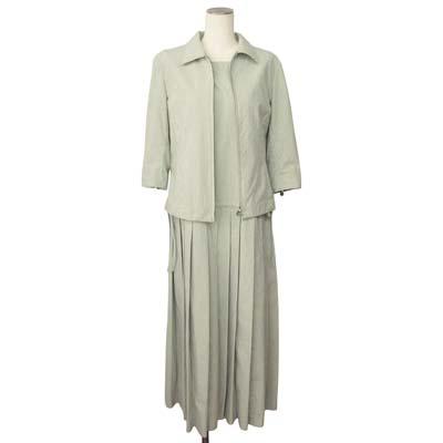 【中古】インゲボルグ INGEBORG セットアップ ワンピース 七分袖ジャケット ギンガムチェック M 緑 レディース