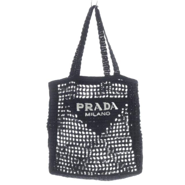 【中古】プラダ PRADA ラフィア かごバッグ ハンドバッグ トートバッグ 黒 白 /SR ■OH ■GY49 レディース