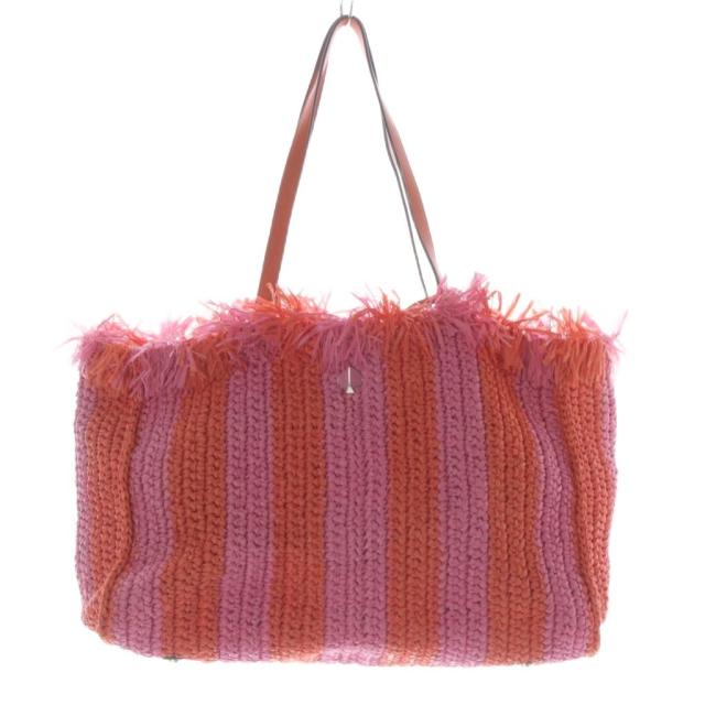 【中古】ケイトスペード KATE SPADE ラフィア トートバッグ ハンドバッグ ロゴ ピンク 赤 /SR ■GY49 レディース