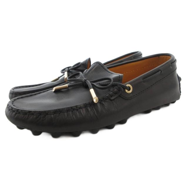 【中古】トッズ TOD'S ゴムーノバブル スリッポン ローファー ドライビングシューズ リボンモチーフ レザー 本革 35