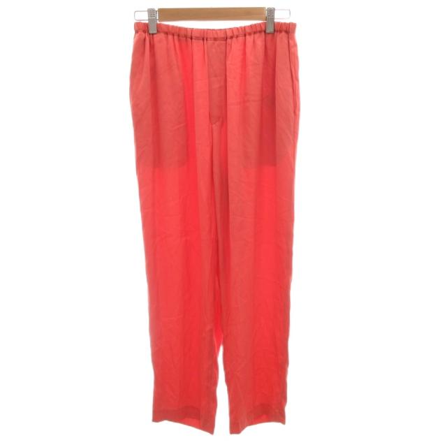 【中古】ドゥロワー Drawer サテン ウエストドローパンツ スラックス イージー ゴムウエスト 絹 シルク 38 ピンク