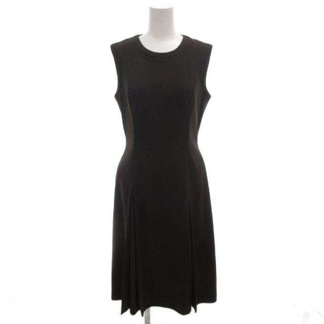 【中古】フォクシーニューヨーク FOXEY NEW YORK ノースリーブワンピース ドレス ひざ丈 40 ブラウン /FF ■GY62