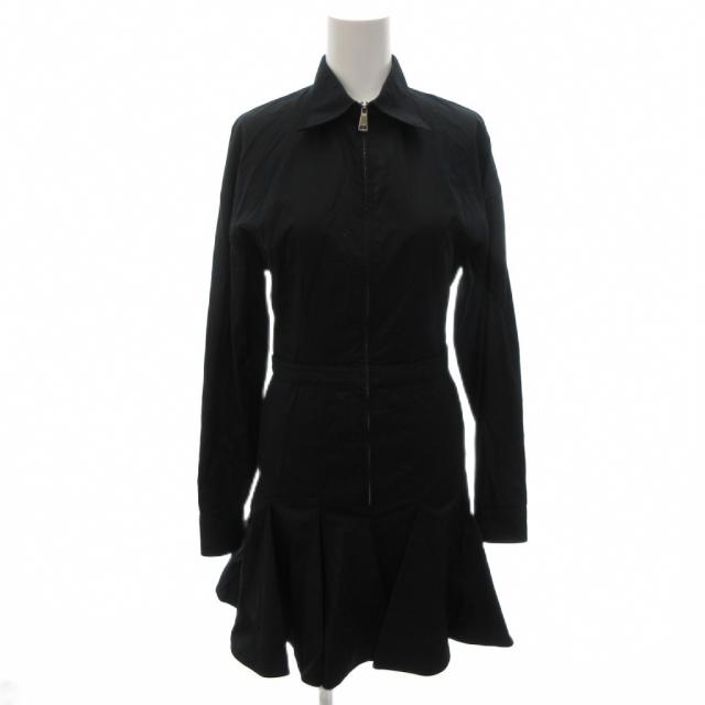 【中古】ヌメロヴェントゥーノ N°21 23年 ジップアップ ワンピース ひざ丈 38 黒 ブラック 裾フレア /FF ■GY62