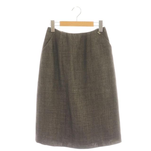 【中古】シャネル CHANEL 99A ロゴプレート スカート タイト ミモレ ロング 36 茶 ブラウン