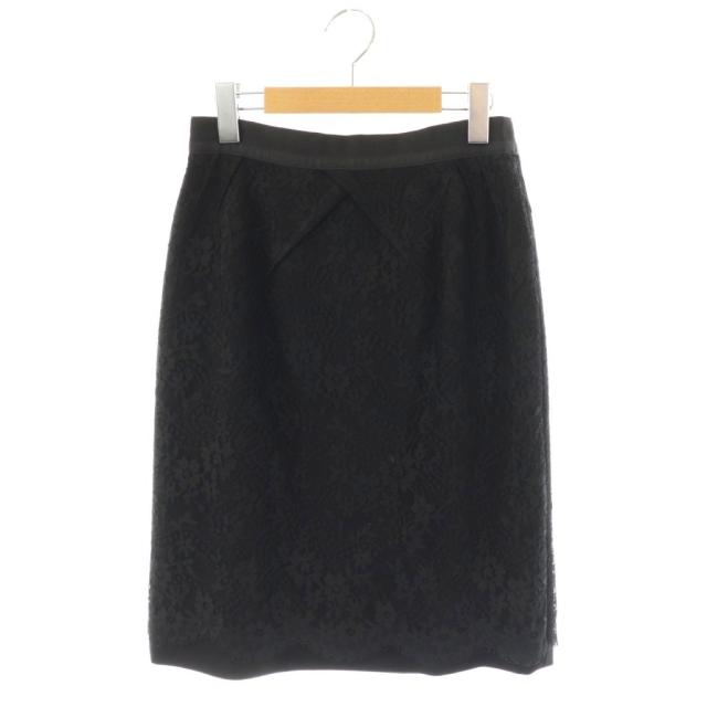 【中古】ルイヴィトン LOUIS VUITTON レーススカート タイトスカート LVロゴファスナー 38 ブラック /ES レディース