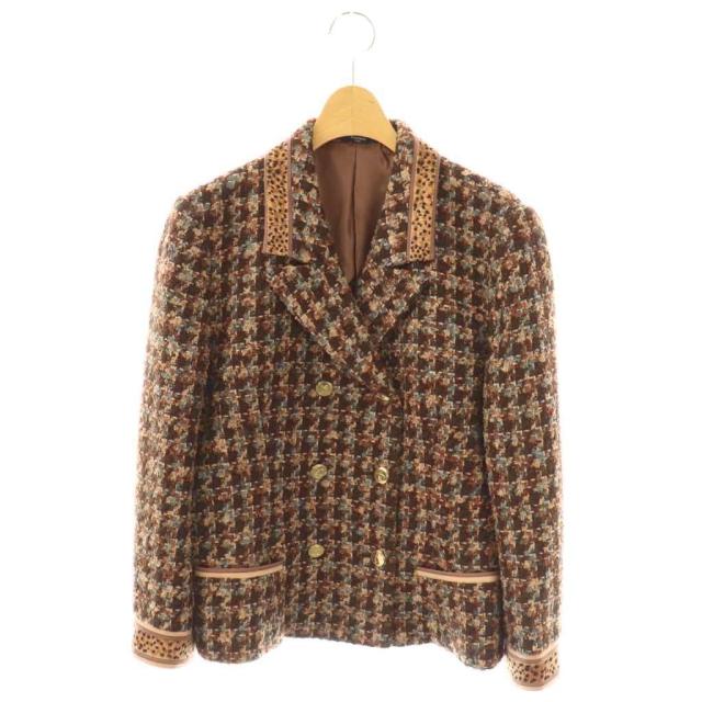 【中古】レオナール LEONARD ツイード金ボタンジャケット 9AR マルチカラー /DO ■GY53 レディース