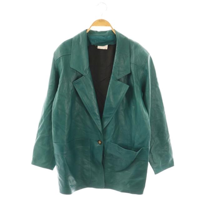 【中古】ロエベ LOEWE ヴィンテージ レザージャケット テーラードジャケット 40 グリーン /ES ■GY53 レディース