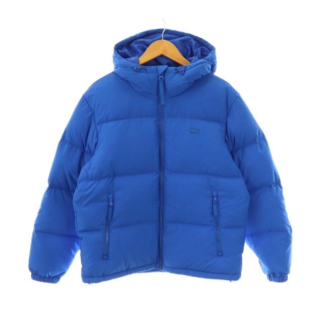 【中古】ラコステ バックステッチショートダウンジャケット ロゴ ワッペン USS/M ブルー BH4484L /DO ■GY53