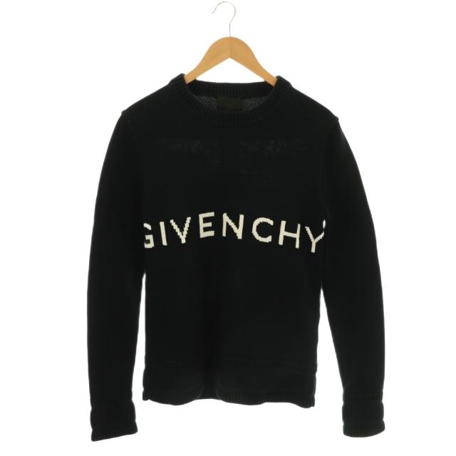 【中古】ジバンシィ GIVENCHY プルオーバー ニット セーター ロゴ XS 黒 ブラック 白 ホワイト /CX ■GY53 メンズ