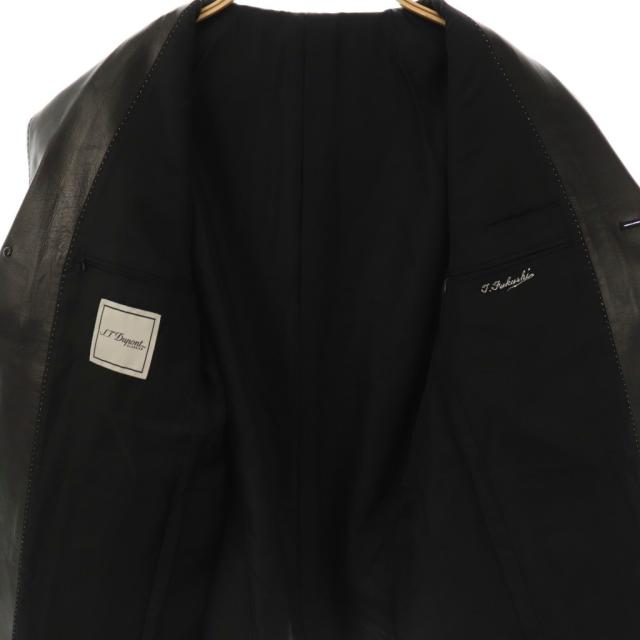 【中古】エステーデュポン S.T.DUPONT レザージャケット テーラード アウター S 黒 /NR ■GY53 メンズ