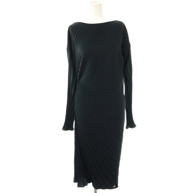 【中古】ケンゾー KENZO プリーツワンピース ロング 長袖 変形 36 ネイビー /DO ■GY53 レディース