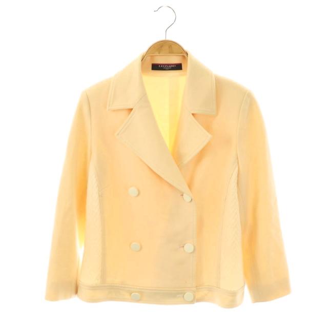 【中古】レオナール LEONARD ダブルジャケット キルティング ウール 9R イエローベージュ /DO ■GY53 レディース