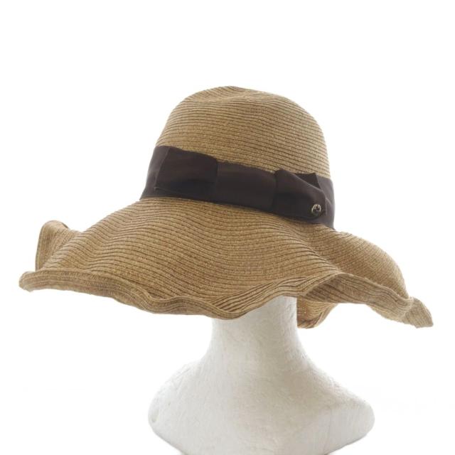 【中古】グッチ GUCCI 帽子 麦わら リボンモチーフ M ブラウン /YO9 ■GY53 レディース