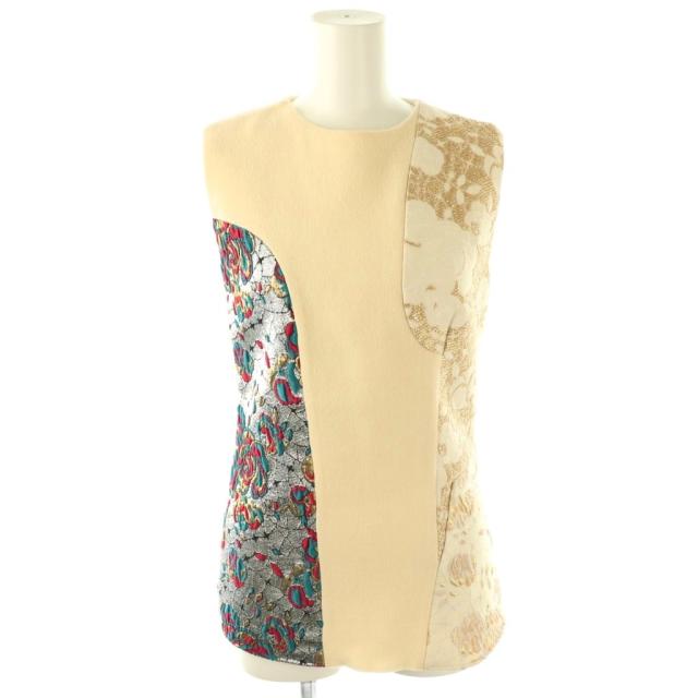 【中古】ステラマッカートニー STELLA McCARTNEY ノースリーブカットソー ペプラム ラメ 36 アイボリー